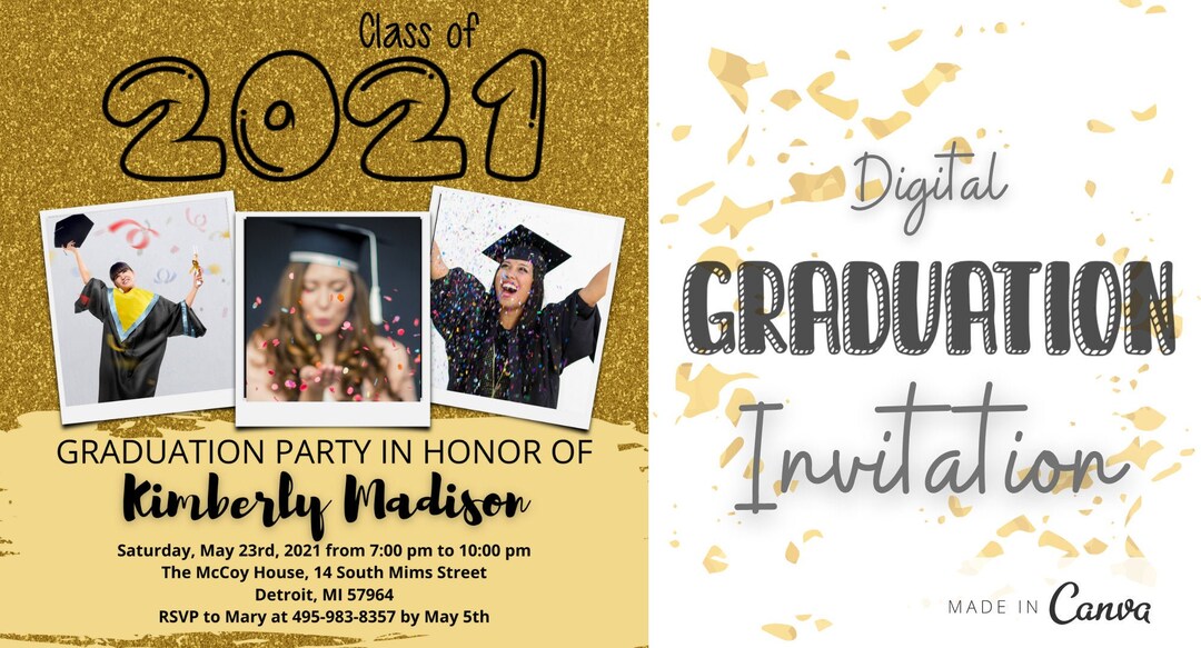 Digital Graduation Invitation | Canva Template | Graduation Invite ...