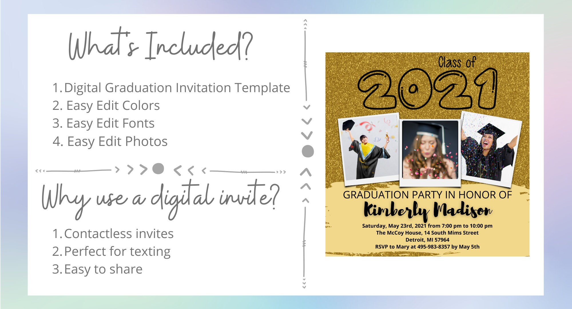 Digital Graduation Invitation | Canva Template | Graduation Invite ...