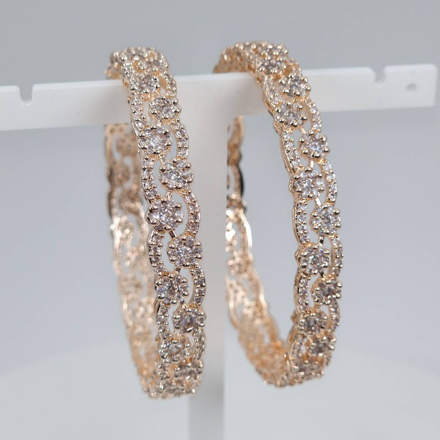 Rose Gold American Diamond Indian Asian Bangle Set Choori - Etsy