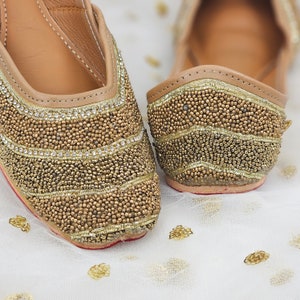 Handmade Gold Punjabi Jutti: Diamonte & Pearl Wedding Shoes - Etsy