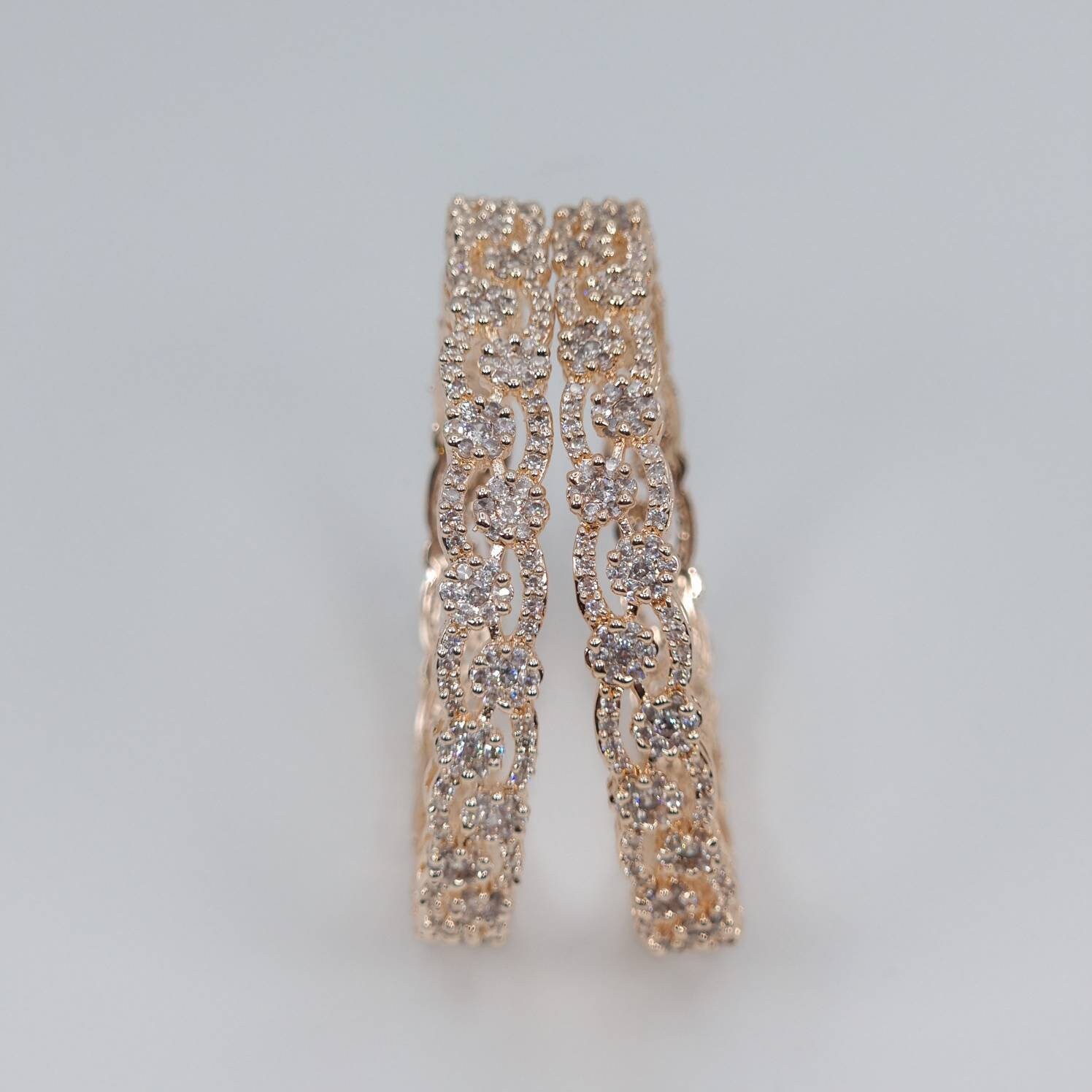 Rose Gold American Diamond Indian Asian Bangle Set Choori - Etsy
