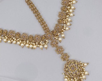 Siya Antique Gold Polki Diamond Intricate Mathapatti, Headband, Sheesh ...