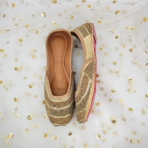 Handmade Gold Punjabi Jutti: Diamonte & Pearl Wedding Shoes - Etsy