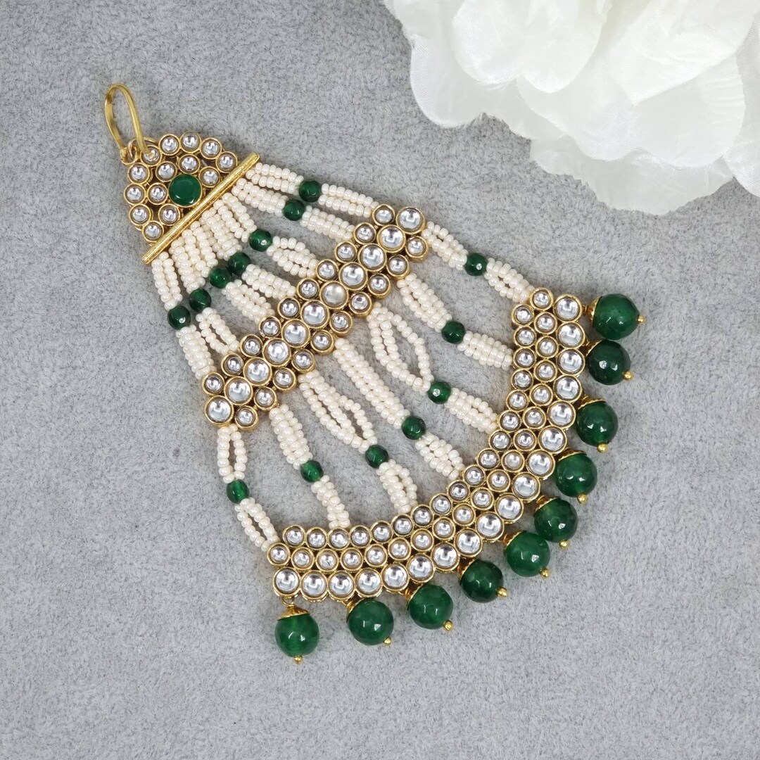 Kundan Pearl Bridal Jhoomar, Passa, Bridal Jhoomar, Bridal Passa ...