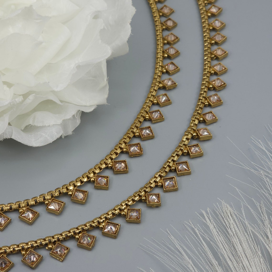 Simple Squire Pair of Polki Statement Anklets, Jhanjara, Payal, Indian ...