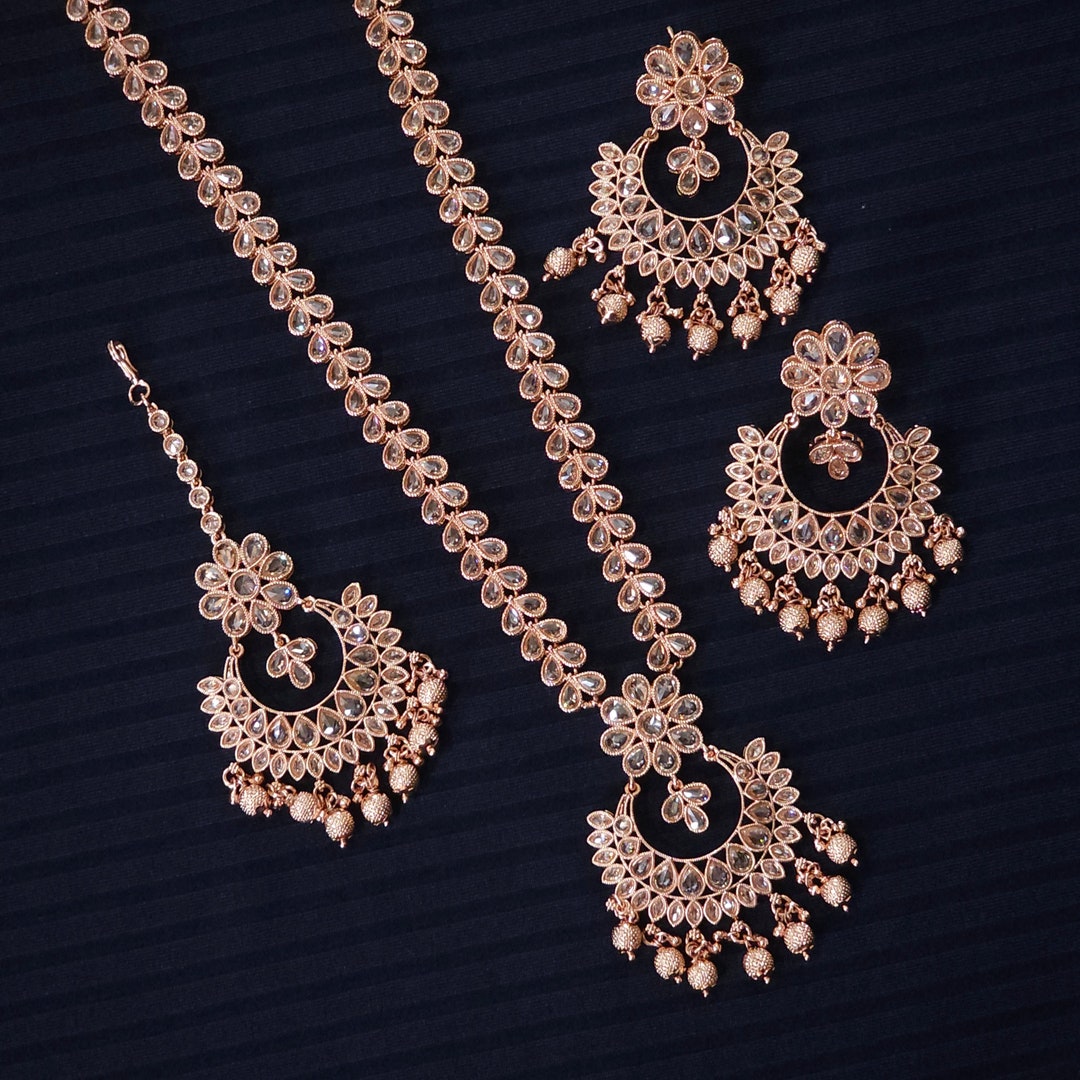 Suhana Polki Rani Haar Set - Rose Gold - Etsy
