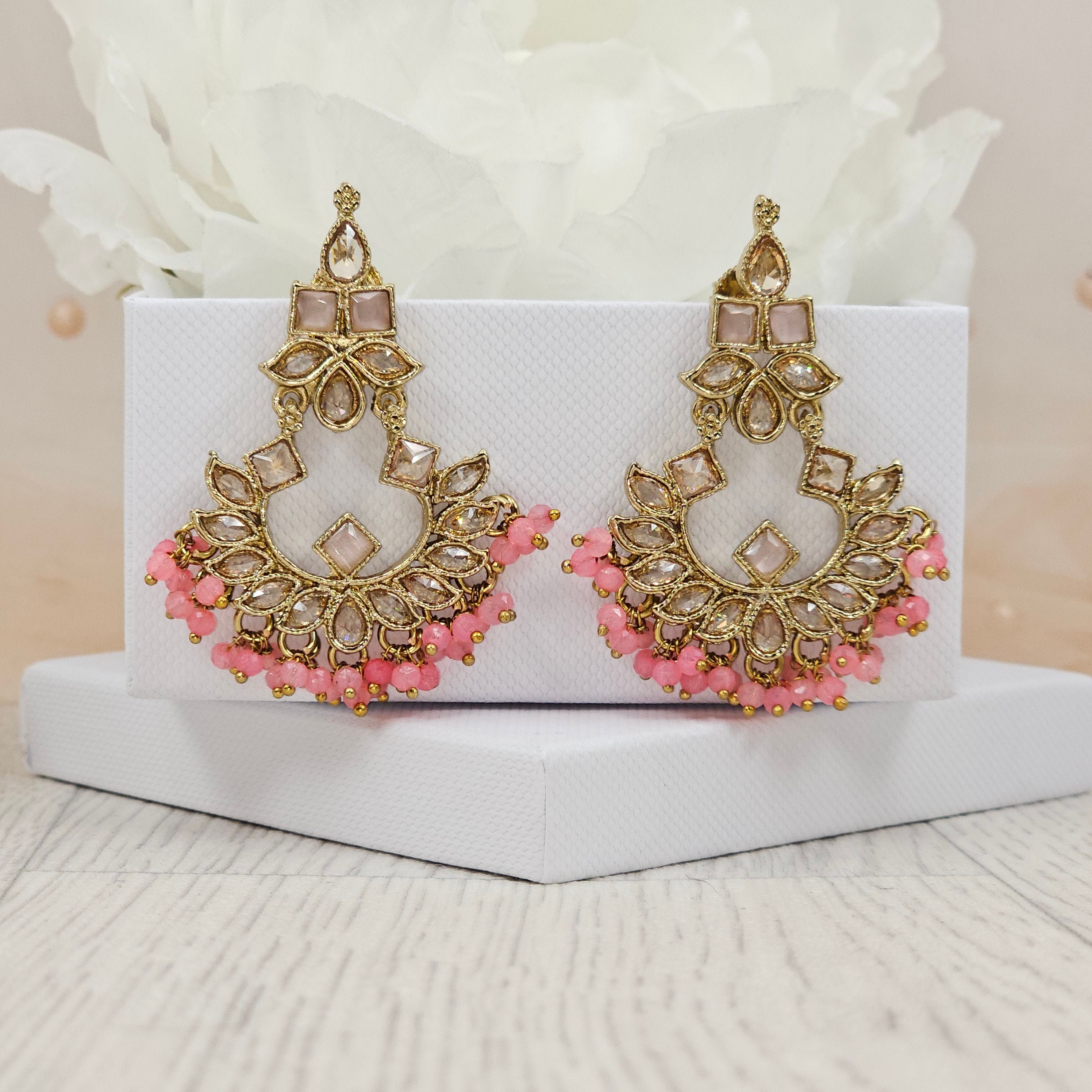 Bijli Antique Gold Polki Drop Earrings Indian Jewellery Jewelry Statement Earrings Chandbali Accessories Gift for Her Etsy Australia