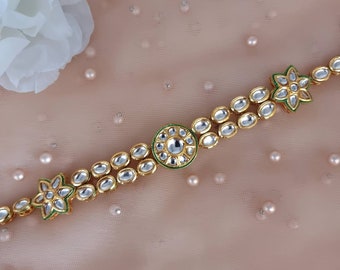 Siya Antique Gold Polki Diamond Intricate Mathapatti, Headband, Sheesh ...