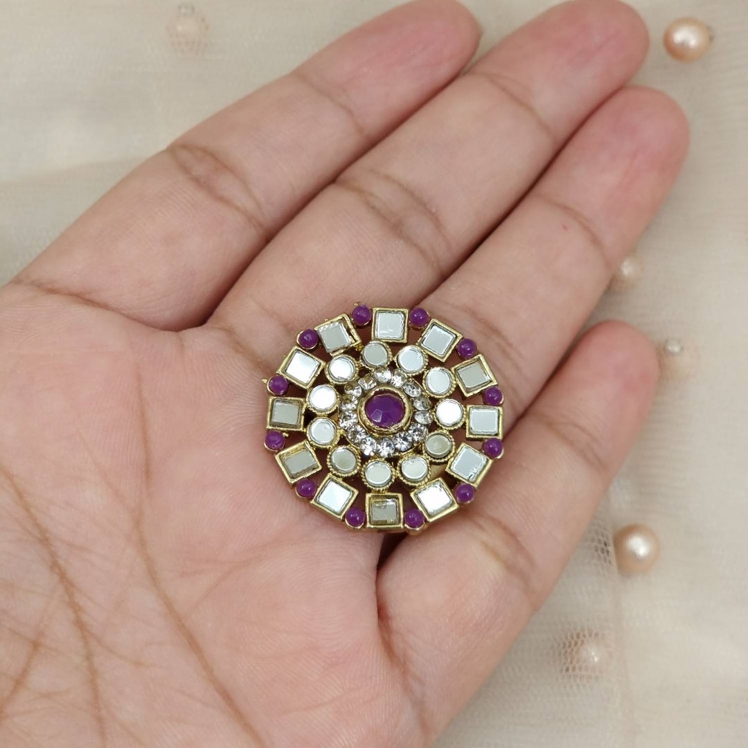 Purple Antique Gold Mirrored Statement Ring, Indian Finger Rings ...