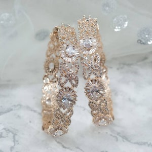 Rose Gold American Diamond Indian Asian Bangle Set, Choori Bangles ...