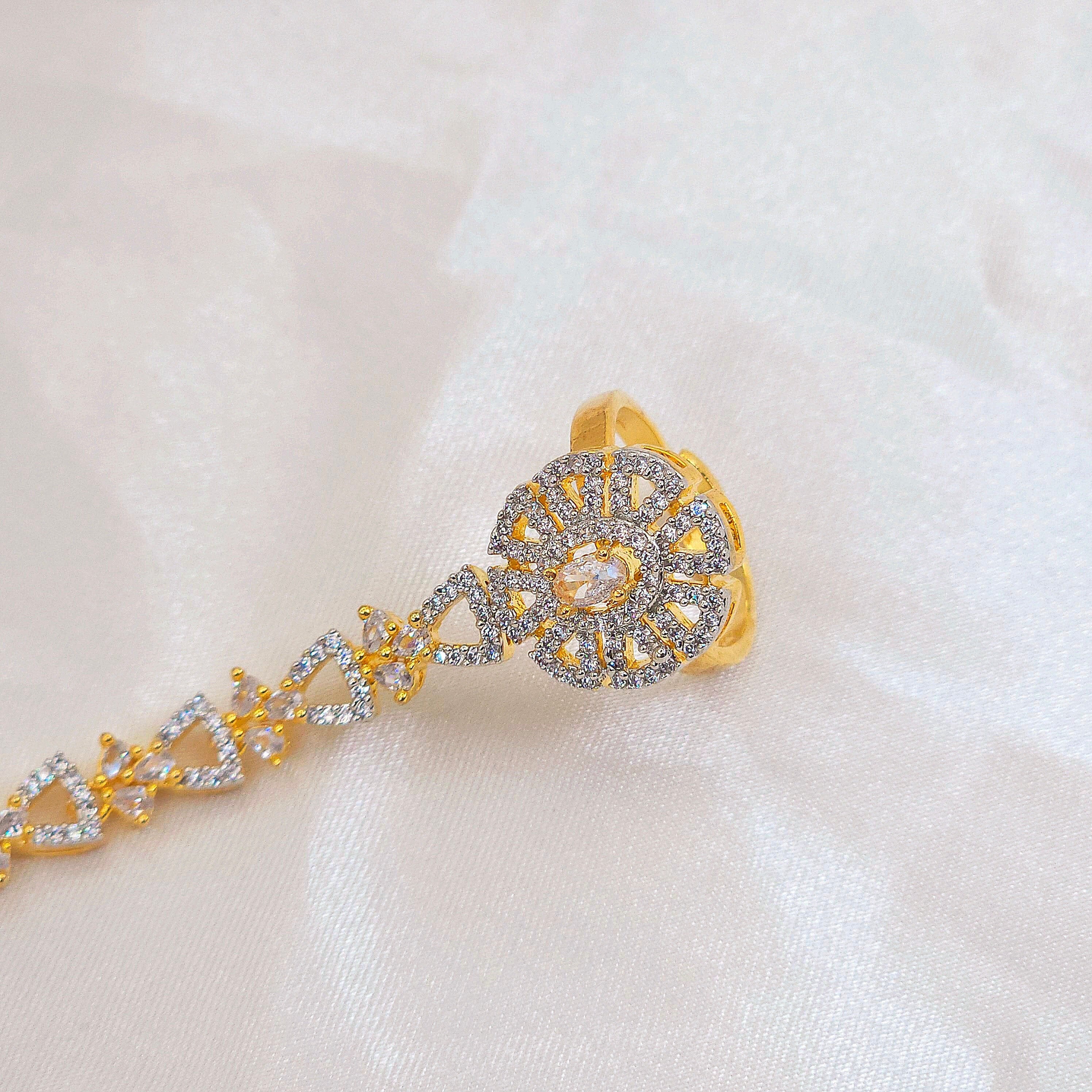 Gold Hand Harness Hathphool: CZ Indian Bridal Jewelry - Etsy
