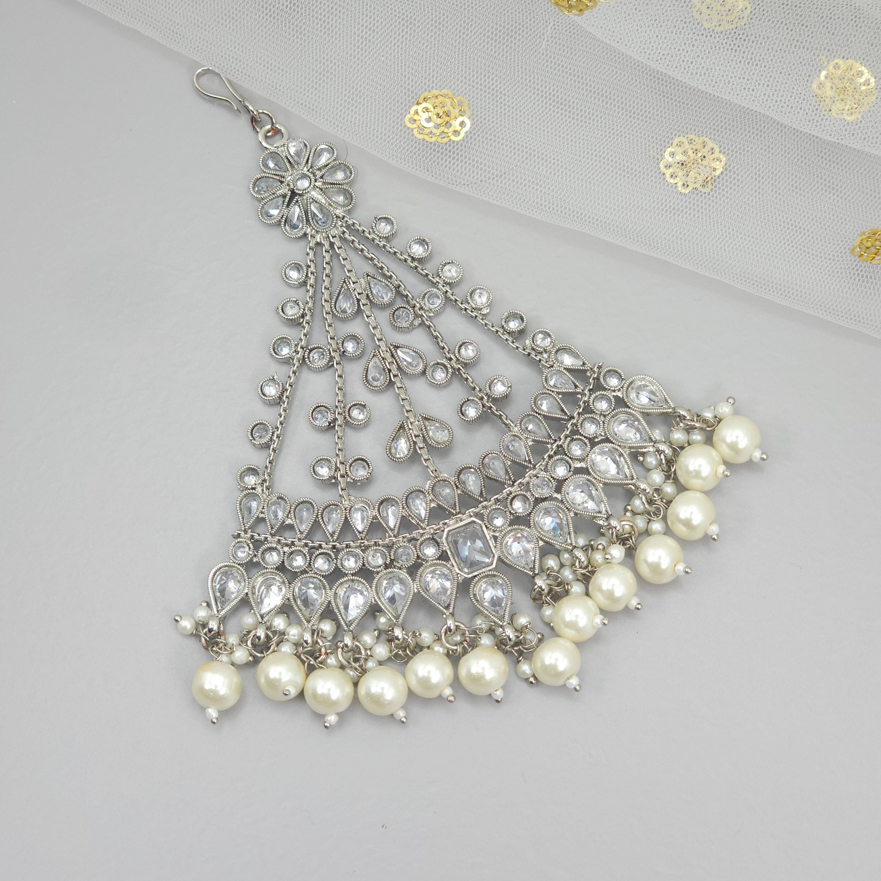 Erum Antique Reverse Polki Bridal Hair Passa Jhumar Hair - Etsy