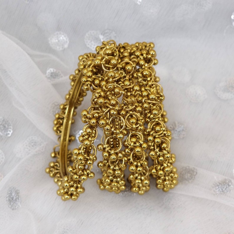 Set of 4 Gold Plated Ghungroo Indian Asian Bangles, Chooriyan Bangle ...