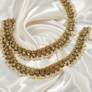 Divya Antique Gold Polki and Pearl Detailed Bridal Anklets, Jhanjar ...