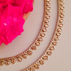 Shiza Pair of Rose Gold Polki Statement Bridal Anklets, Jhanjara, Payal ...