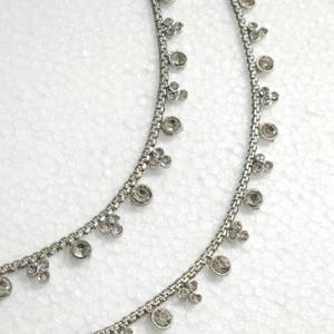 Silver Plated Polki Anklets, Stunning Indian Payal Jhanjar Pair Full ...