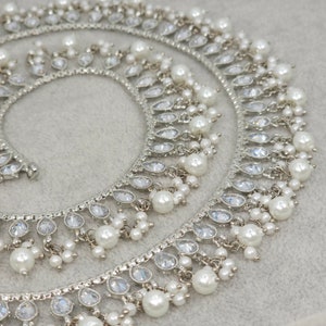 Pair of Silver Plated Polki Bridal Anklets With Pear Accents, Jhanjara ...