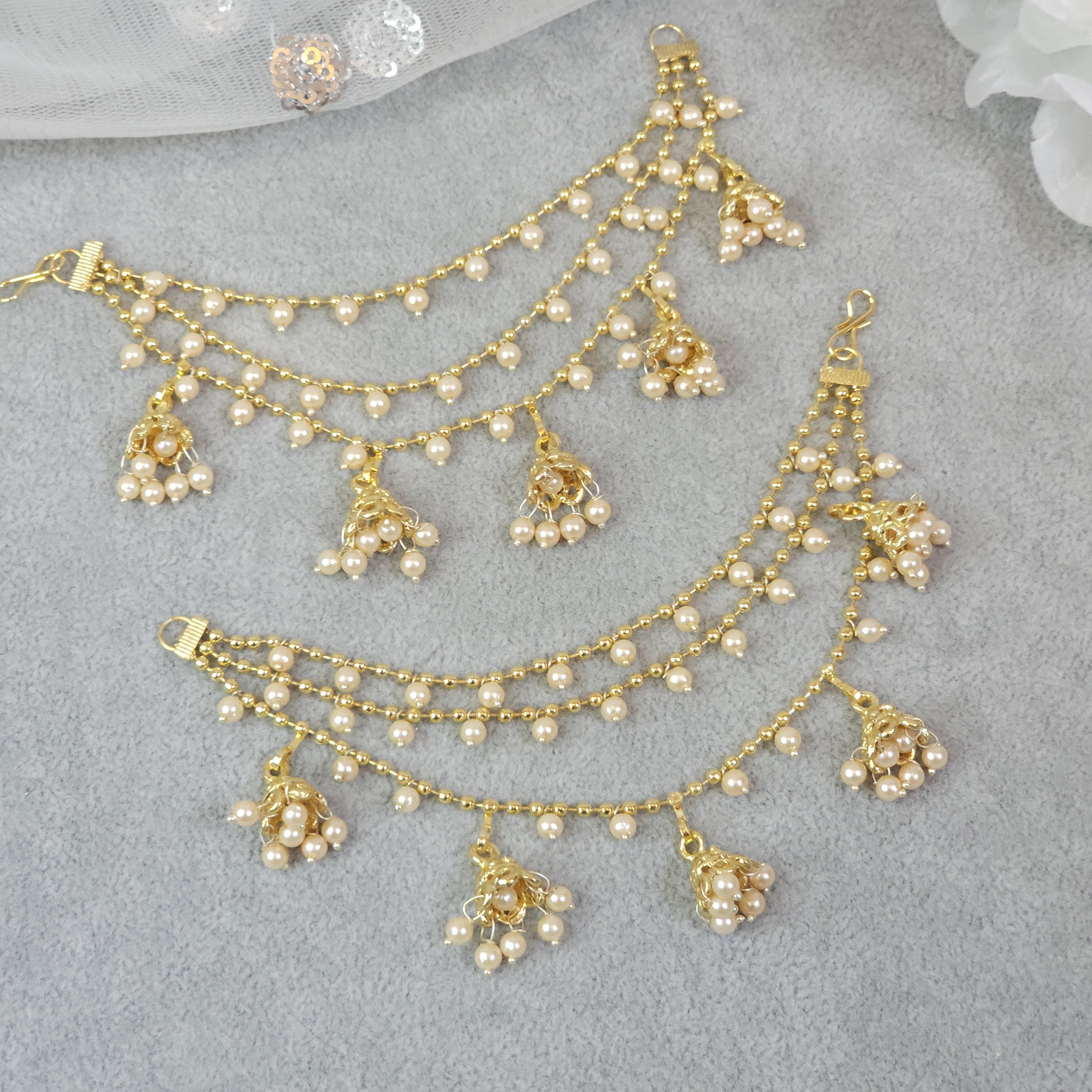 Gold Plated Jhumka Ear Chain: Indian Bahubali Kaan Sahara Jewellery - Etsy