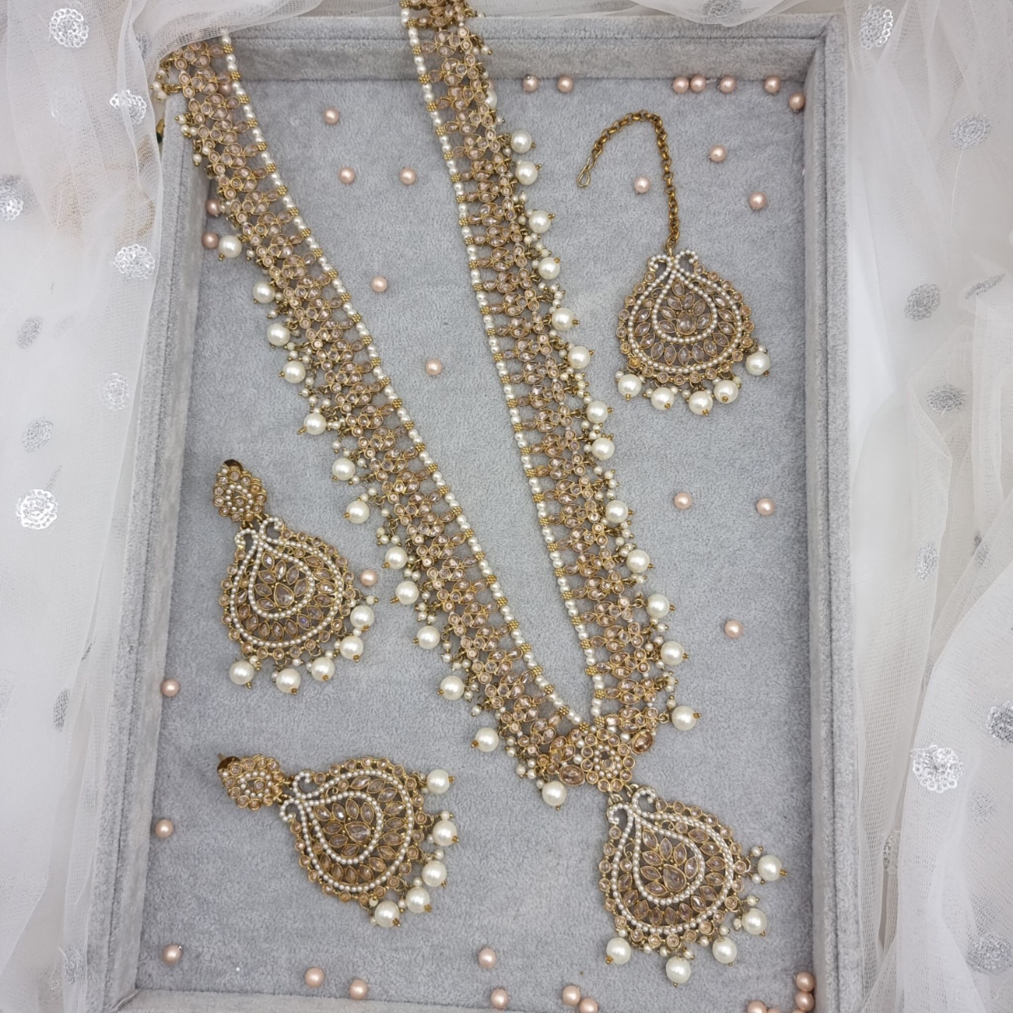 Manaya Antique Gold Polki Stone Mala Necklace Set Long - Etsy