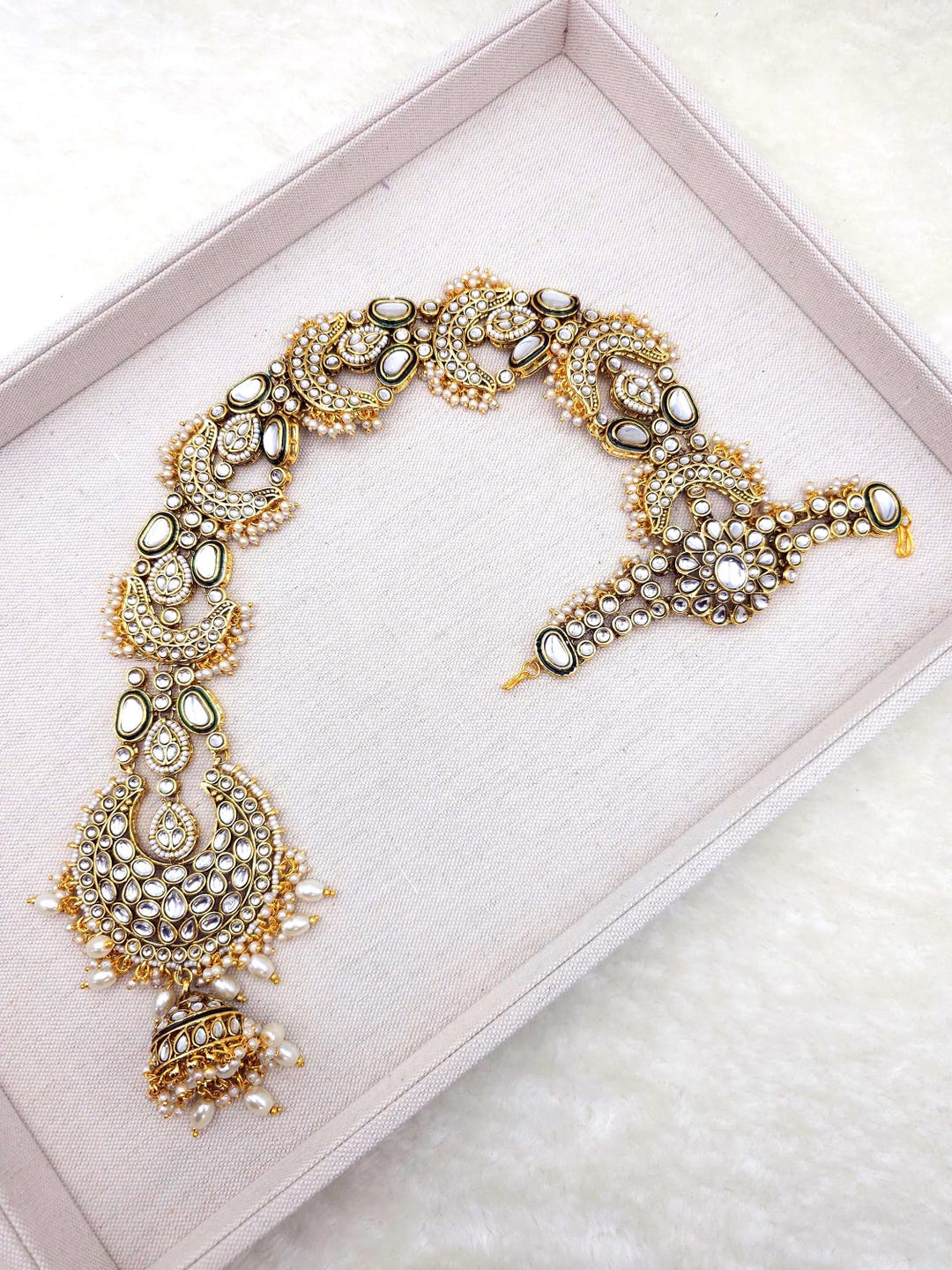 Gold Plated Kundan Bridal Braid Choti Brooch, Paranda, Indian Wedding ...