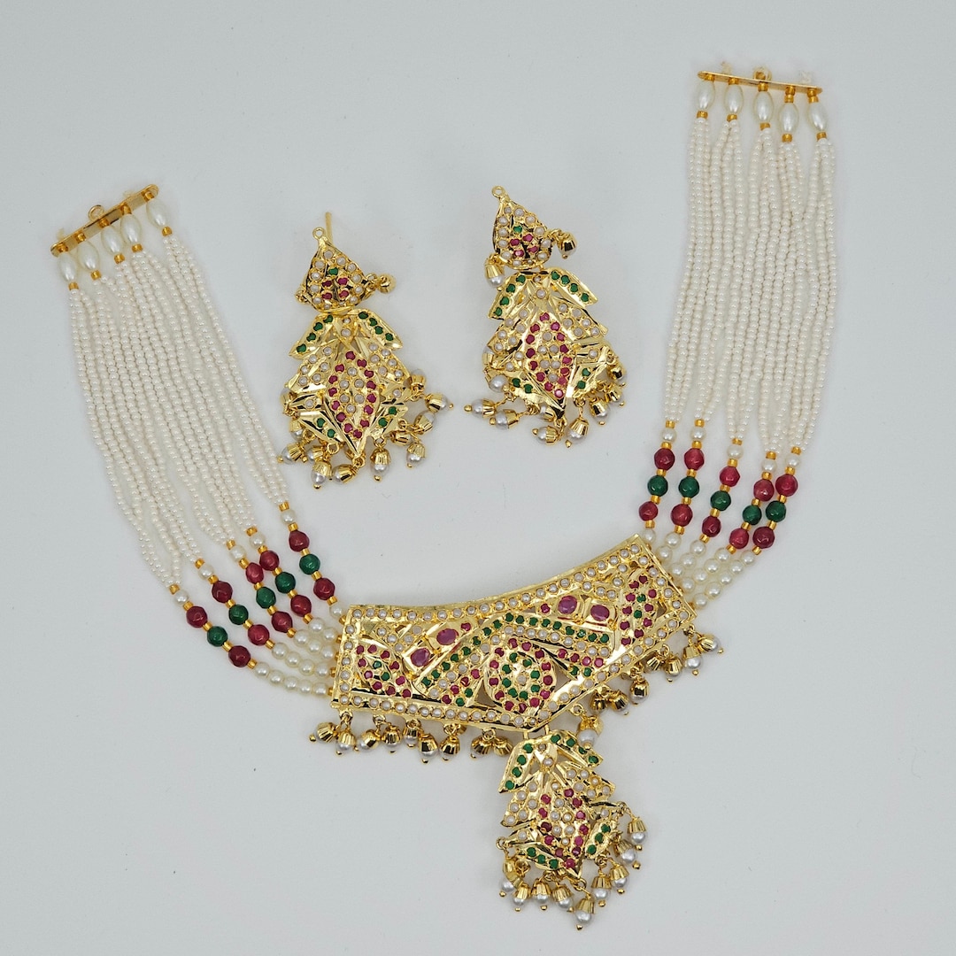 Minza Premium Quality Jadau Nauratan Choker Set - Etsy