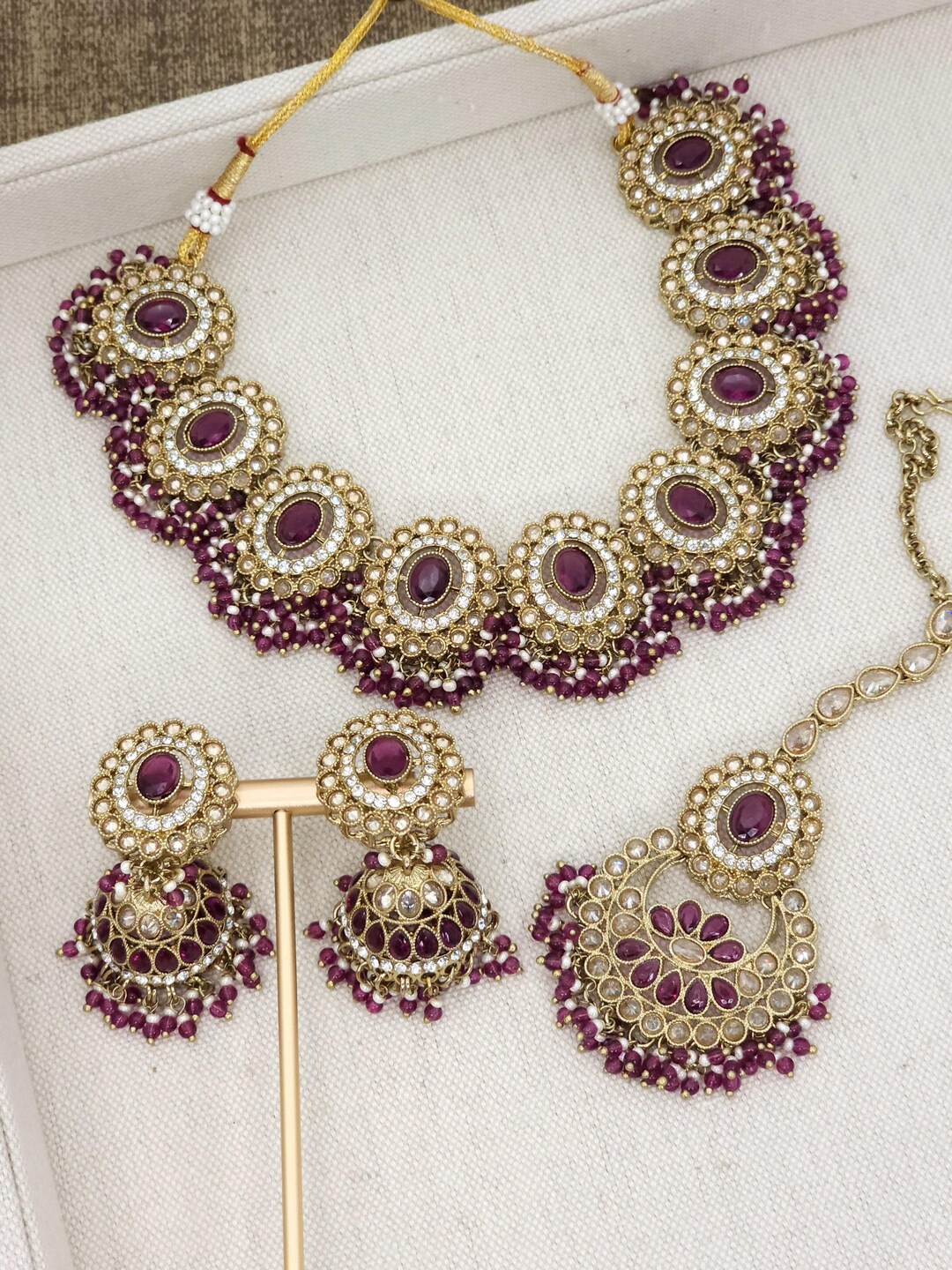 Fiza Antique Gold Polki Bridal Jewelry Set With Jhumki Earrings and ...