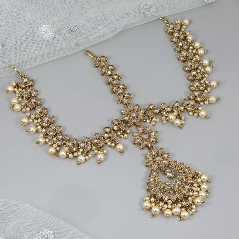 Amita Antique Gold Polki Diamond Intricate Mathapatti, Headband, Sheesh ...