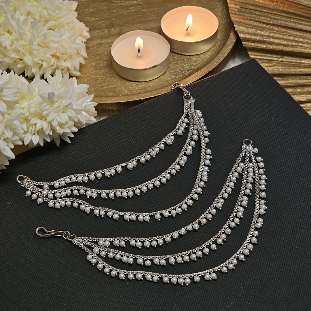 Pearl Earring Chains: Indian Bridal Jewelry, Kaan Chian, Kanchain ...