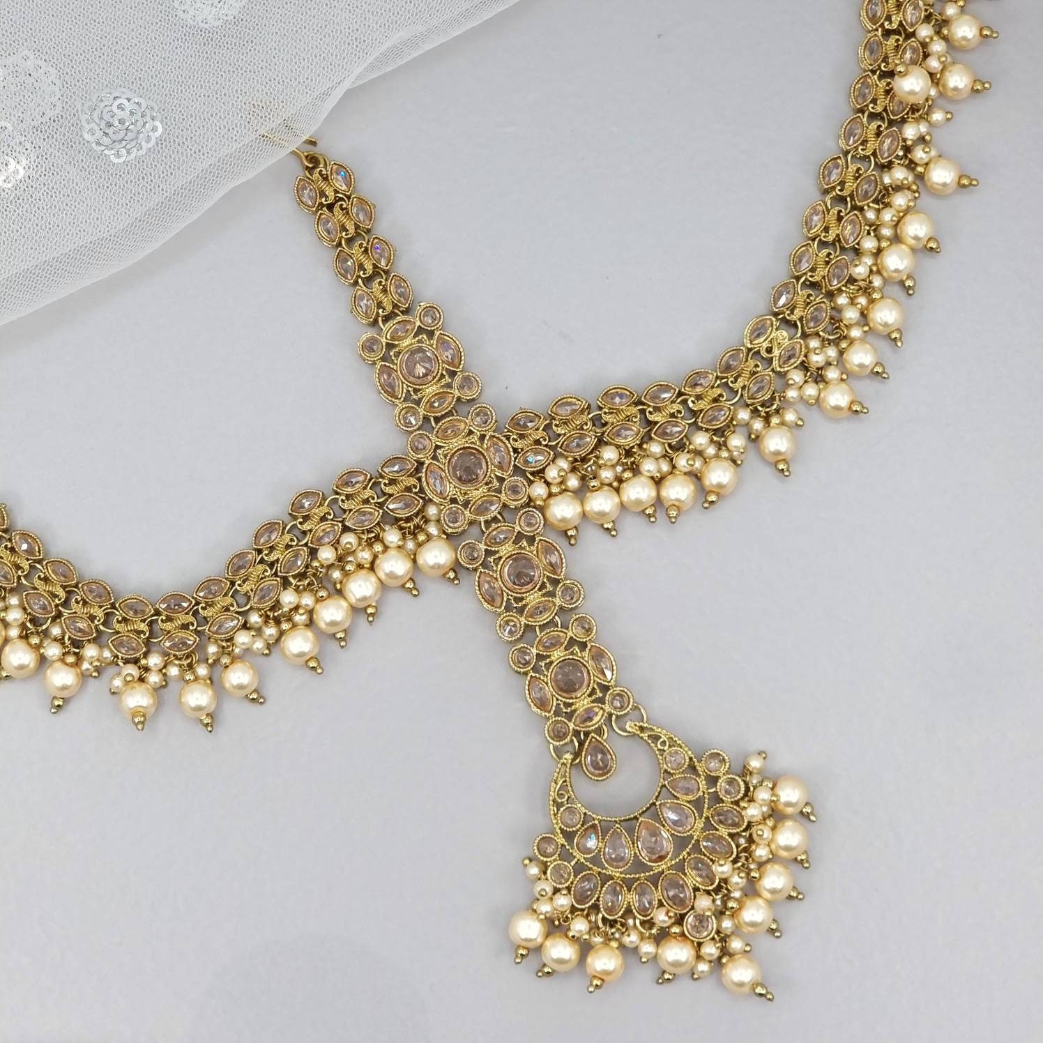 Siya Antique Gold Polki Diamond Intricate Mathapatti, Headband, Sheesh ...