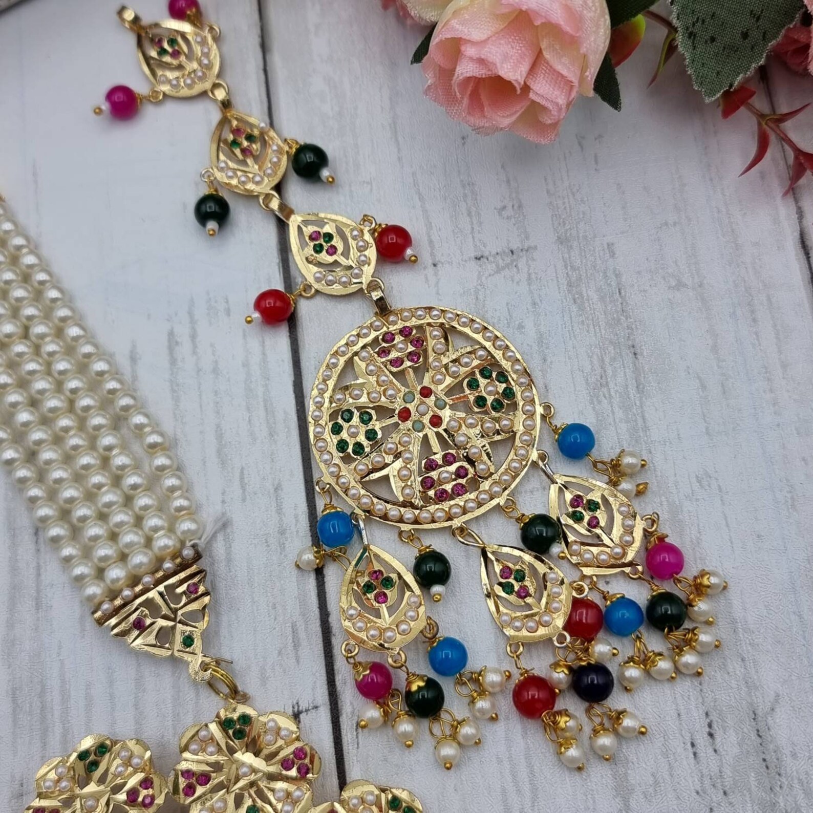 Jadau Rani Haar Set: Indian Bridal Jewelry, Pearls, Gold Plated - Etsy