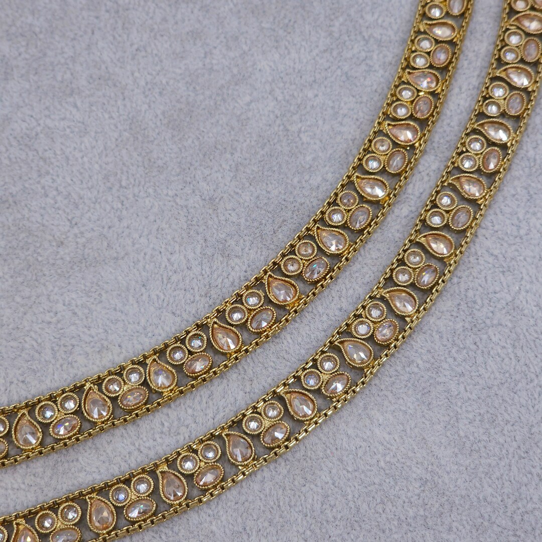 Simple Pair of Antique Gold Polki Statement Anklets, Jhanjara, Payal ...