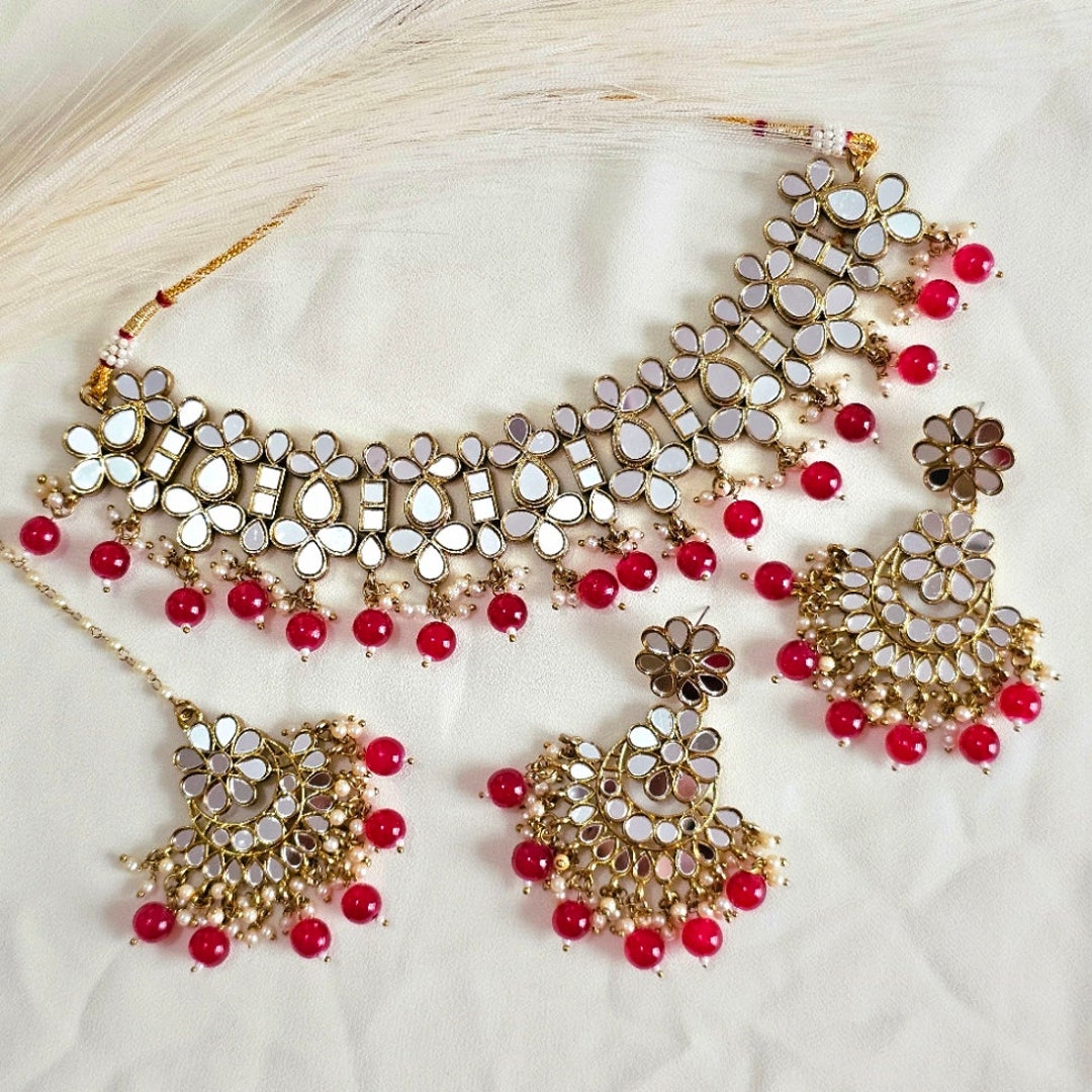 Mirror Work Jewelry Set, Indian Jewelry, Pakistani Jewelry, Panjabi ...