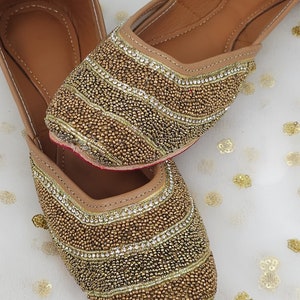 Handmade Gold Punjabi Jutti: Diamonte & Pearl Wedding Shoes - Etsy