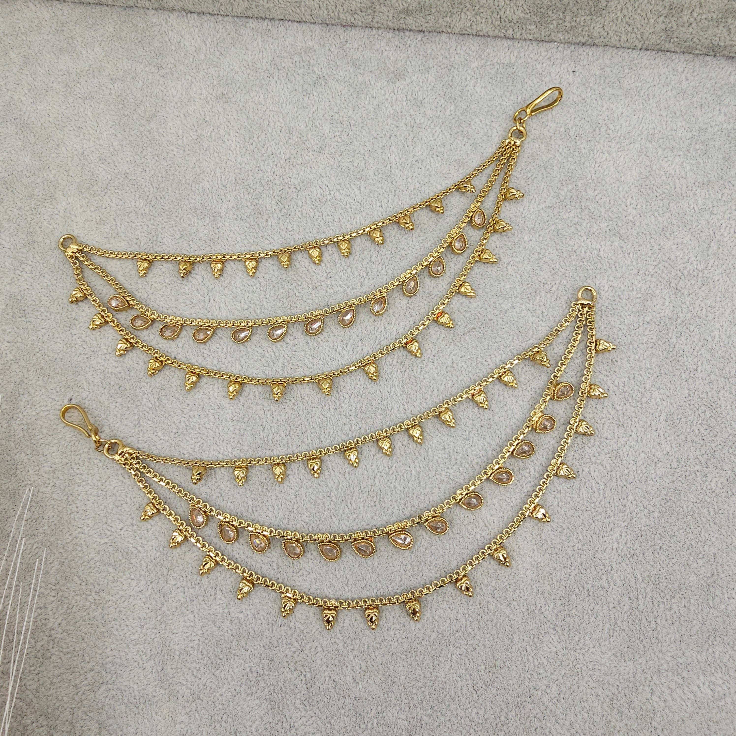 Heeramandi Reverse Polki Earring Chains: Indian Saharey Jewelry - Etsy
