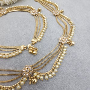 Gold Plated Polki Anklets, Indian Payal, Jhanjar, Traditional Jewelry ...