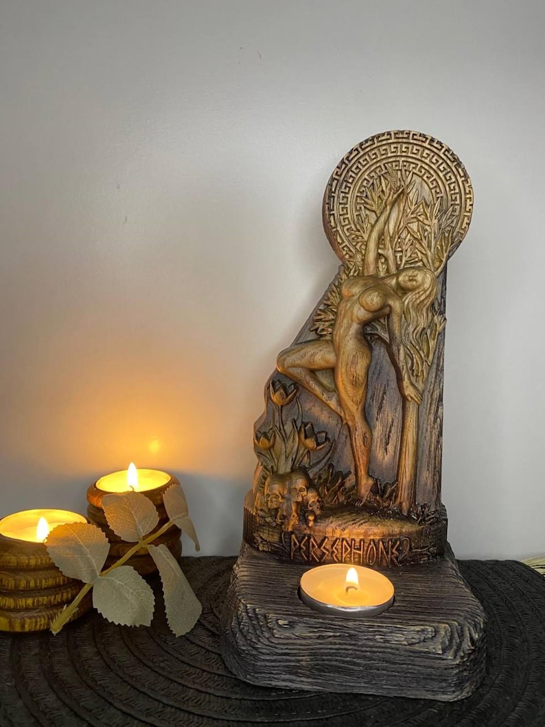 Ash Wood Persephone Altar: Goddess of Spring Sculpture - Etsy