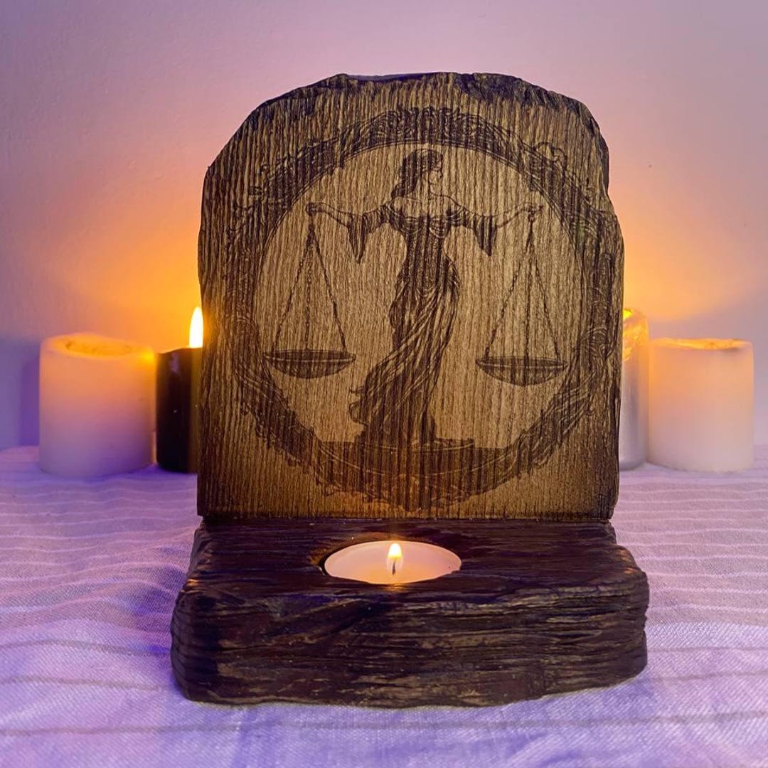 Libra Zodiac Candle Holder: Astrology Altar Decor - Etsy