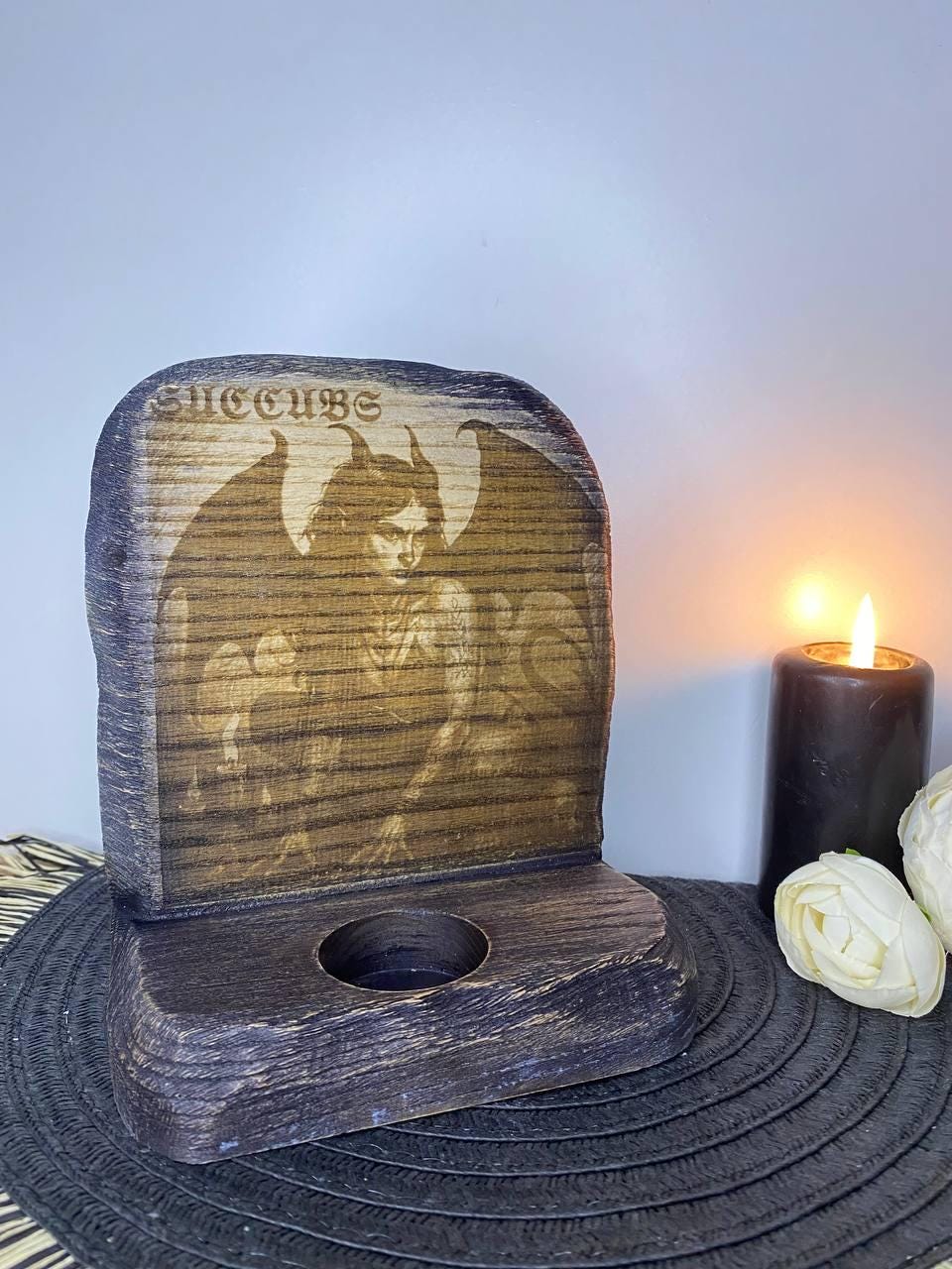 Succubus Altar: Gothic Occult Wood Engraving Demon Altar - Etsy