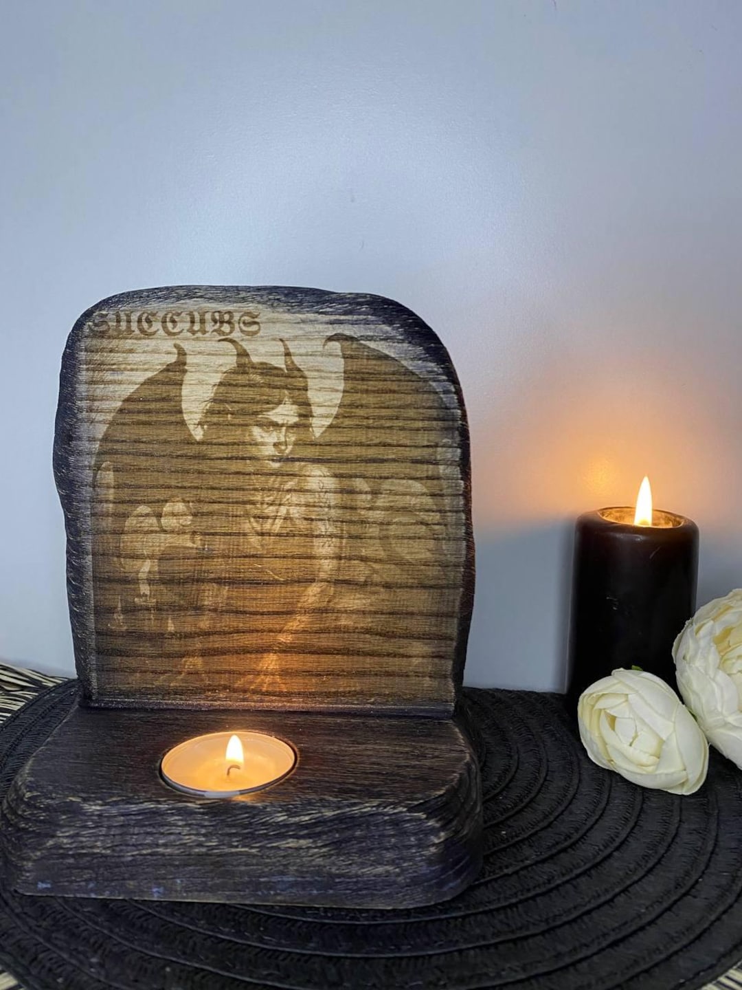 Succubus Altar: Gothic Occult Wood Engraving Demon Altar - Etsy