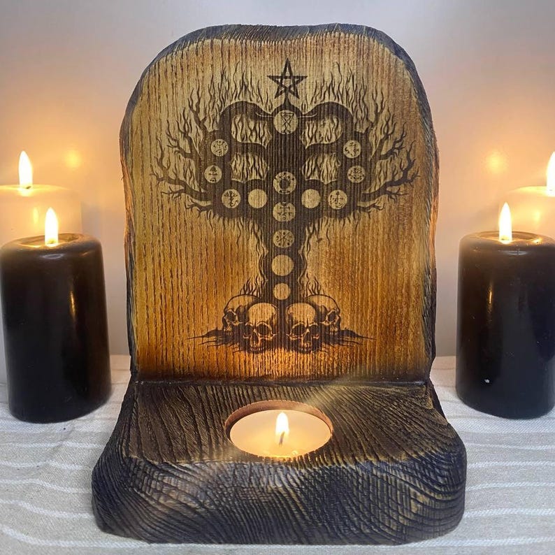 Qliphoth Tree of Death Altar, Wooden Occult Candle Holder - Etsy