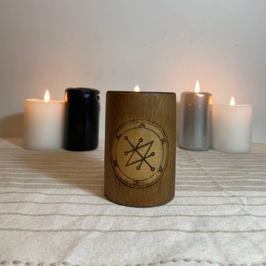 Azazel Azazel Sigil Azazel Altar Demon Satan Wooden Candle Holder Demon ...