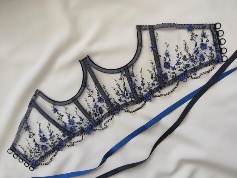 Cupless Corset Underbust Corset With Embroidered Flowers - Etsy
