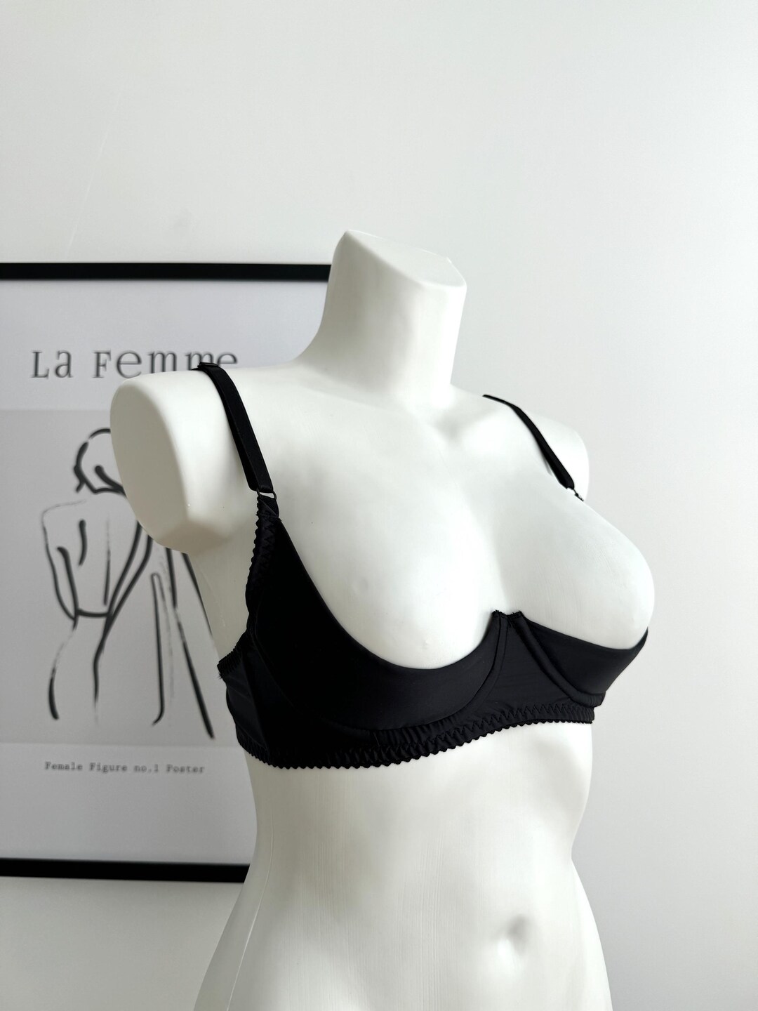 Satin Shelf Bra, Open Quarter Cup for Large Bust, Cupless Bra Extreme 1/4 Cup, Plus Size Half ...