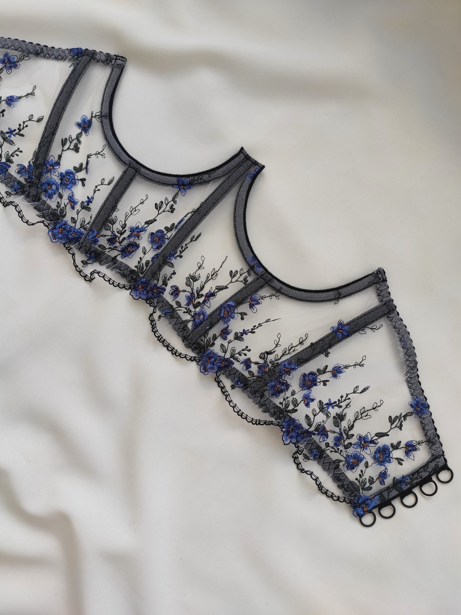 Cupless Corset Underbust Corset With Embroidered Flowers - Etsy