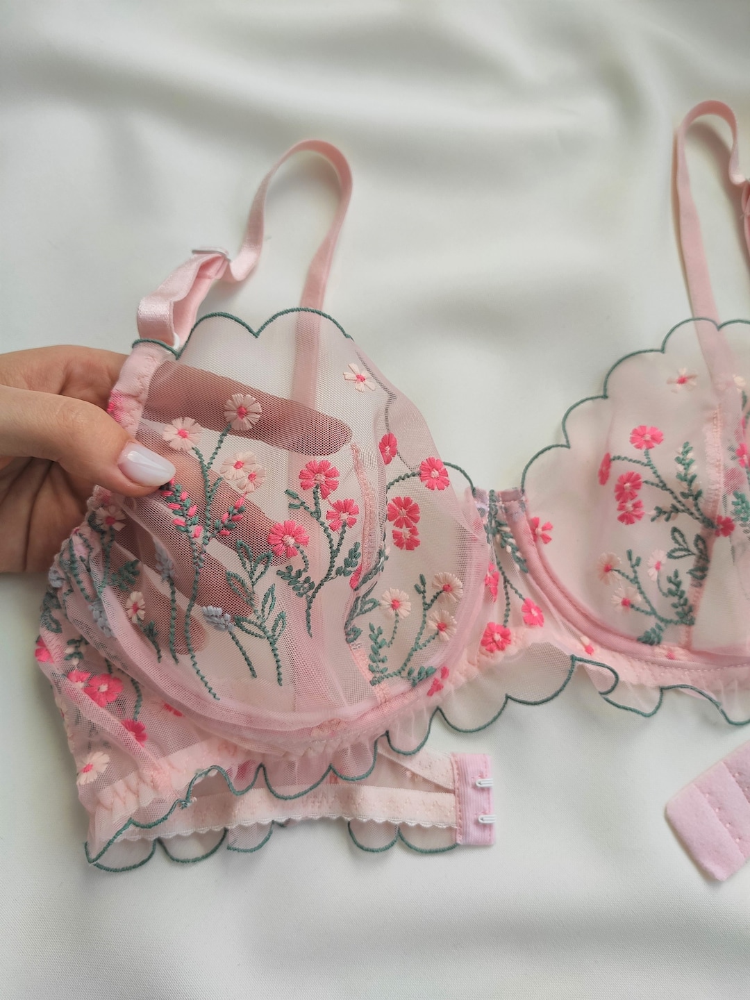 Floral Lace Lingerie Pink Lingerie Embroidered Lingerie Set - Etsy