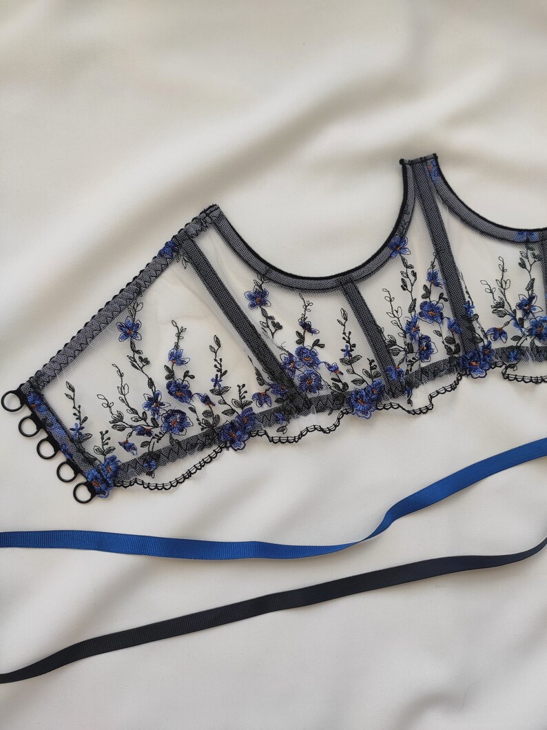 Cupless Corset Underbust Corset With Embroidered Flowers - Etsy