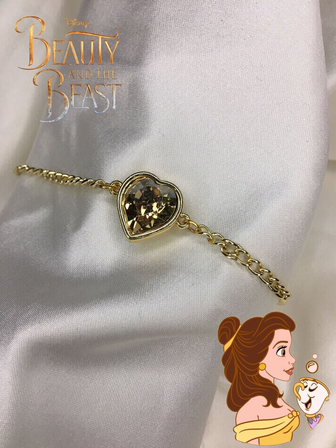 Disney Beauty and the Beast Belle Crystal Heart Bracelet - Disney ...