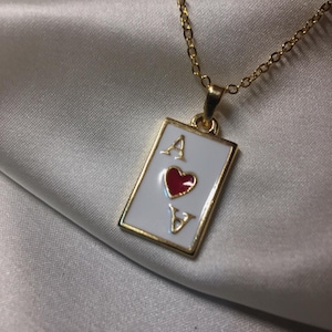 Gold Plated Ace of Hearts Playing Cards Necklace - Gift - Gift for Her ...