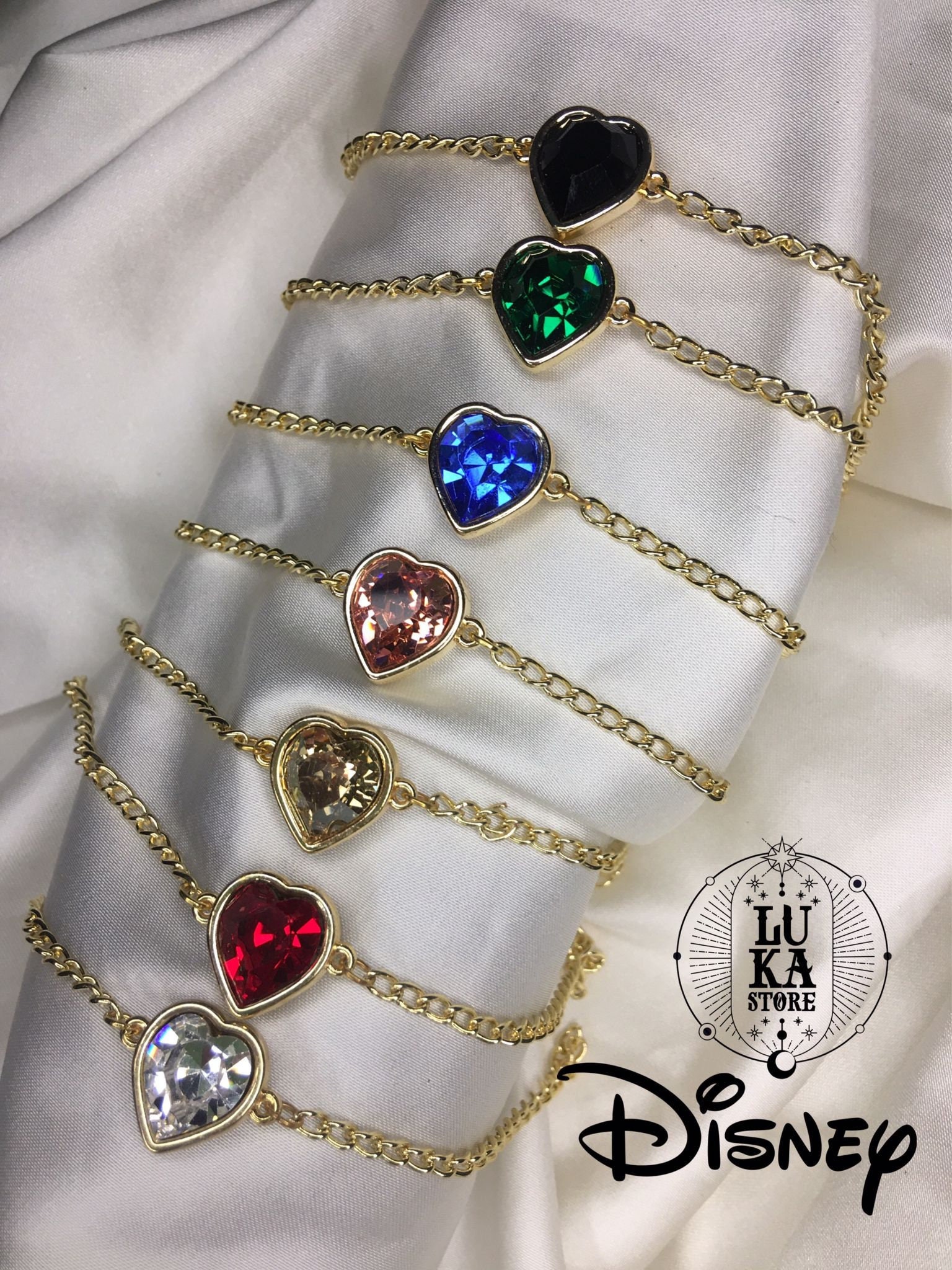 Disney Princesses Crystal Heart Bracelets Disney Princess Bracelet Gift ...