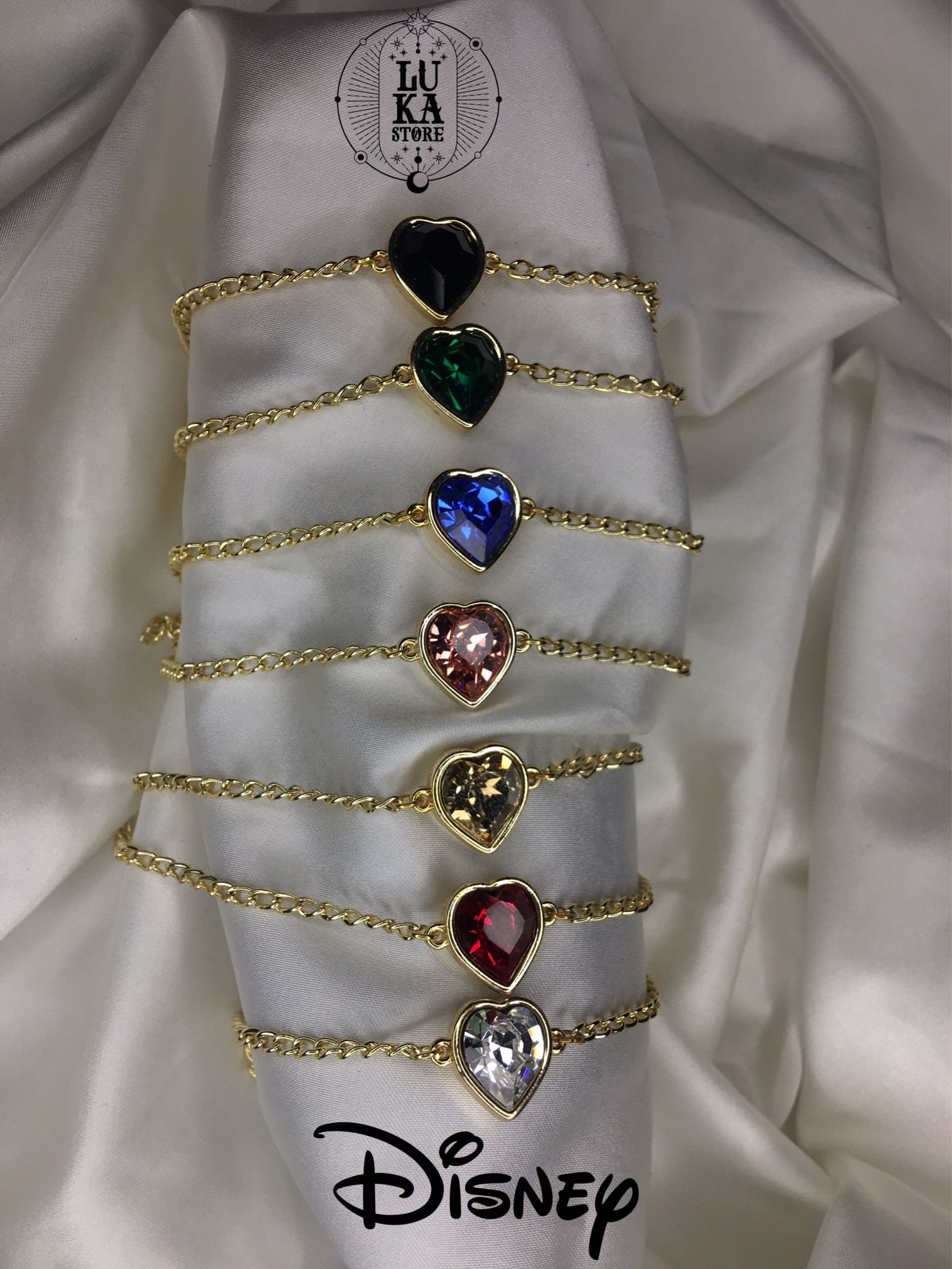 Disney Princesses Crystal Heart Bracelets Disney Princess Bracelet Gift ...